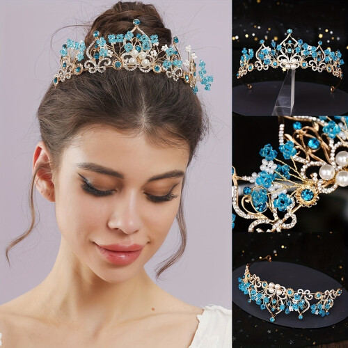 Wedding Girls Bling Prop Pageant Decorative Tiara Party Crystal Jeweled ...