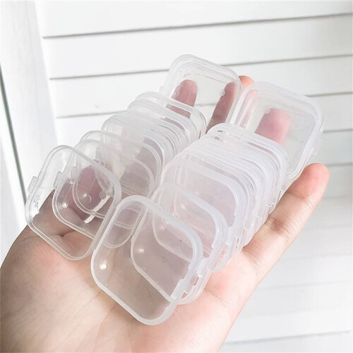 30pcs Mini Square Storage Containers Box With Hinged Lid Clear Earplugs ...