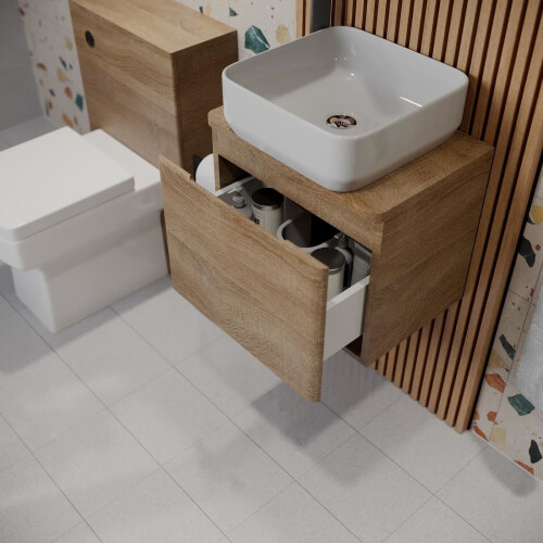 Regis Forma Wall Hung Wood Vanity Unit & Affine Cannes Countertop Basin ...