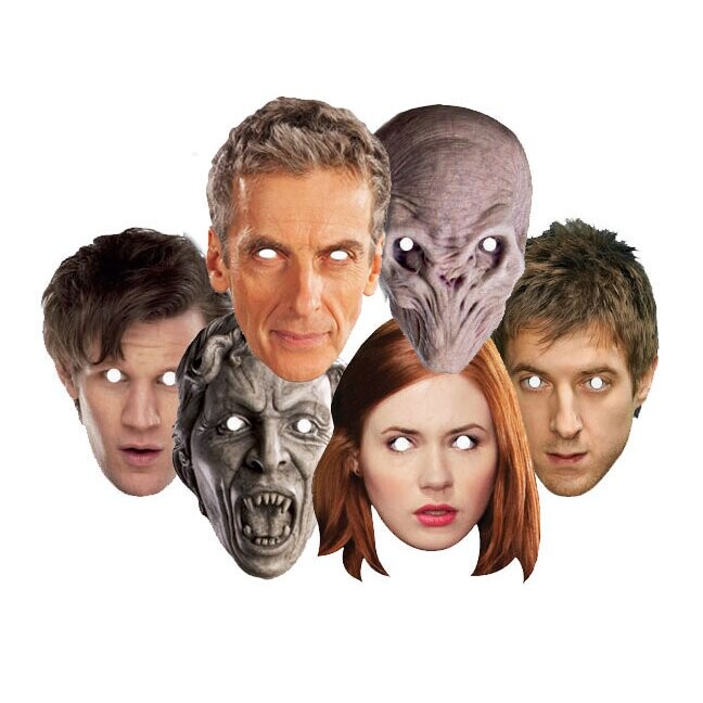 Doctor Who Party Card Fancy Dress Masks Set of 6 (Dr Who, Amy Pond ...