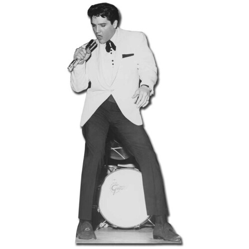 Elvis Singing in White Jacket with Drum - Lifesize Cardboard Cutout ...