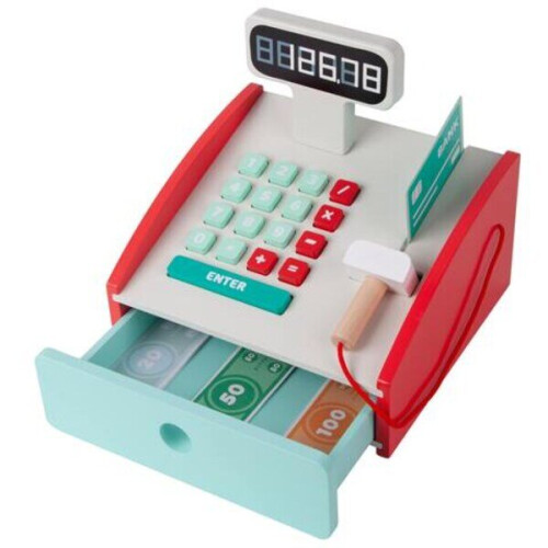 Wooden Cash Register Toy Multicolour, Play Till Toys for Kids, With ...