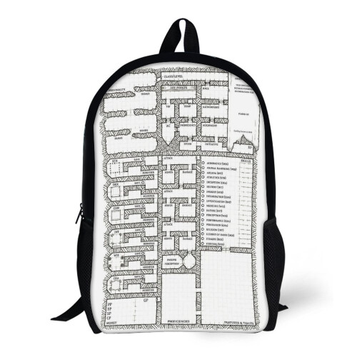 Backpacks Dungeon Themed 5e Character Sheet Art 17inch School Bag on OnBuy