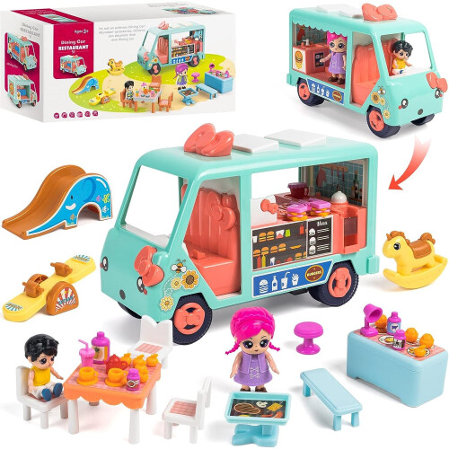 Doll Camper Van Toys, with Dolls and Accessories, Mini Camper Little ...