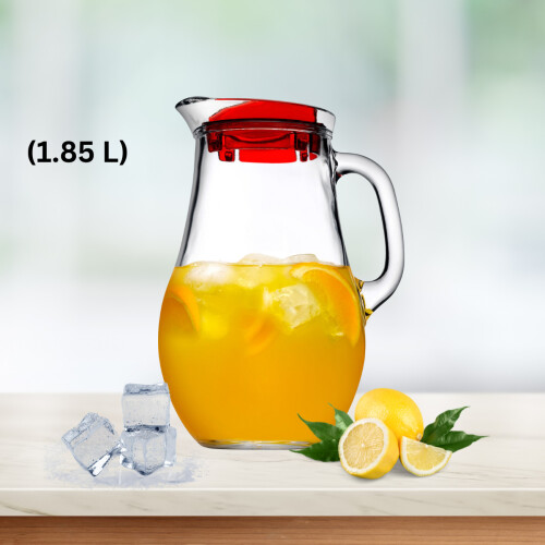 Lipped Glass 1.85L Pitcher Juice Water Cocktails Ice Jug with Lid on OnBuy
