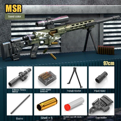 ( Sand color) Kids MSR Sniper Rifle Toys Blasters Gun Pistol Foam ...