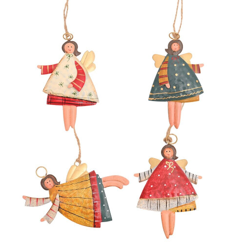 4 PCS Christmas Metal Dancing Angel Pendants Hanging Ornaments Xmas ...
