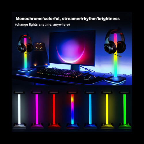 Luminous RGB Headphone Bracket Pick-Up Rhythm Atmosphere Light Multi-Function Hanger Game ...