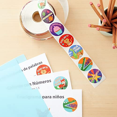 1000 Piece Motivational Spanish Stickers Roll, Reward Stickers for Kids ...