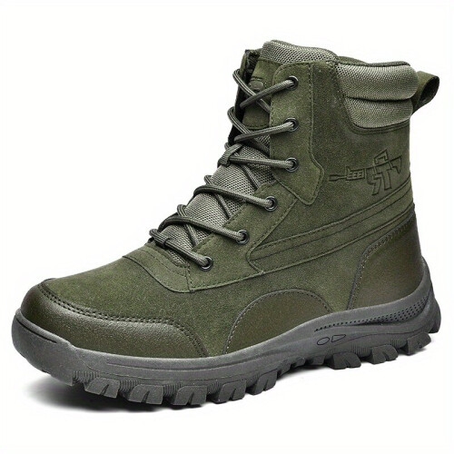 Mens Tactical High Top Lace Up Boots With Zipper And Hook & Loop ...