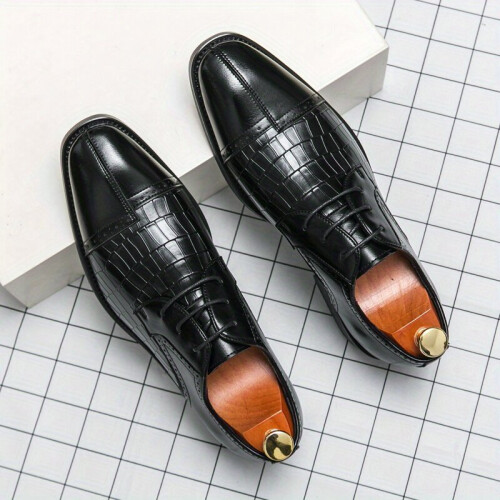 Mens Derby Shoes Lace up Front Toe Cap Dress Shoes For Men Office ...