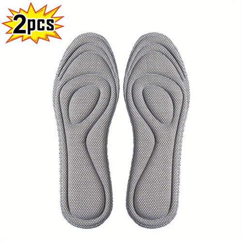 1 Pair Grey Sports Insoles 4d With Anti odor High Elastic Sweat ...