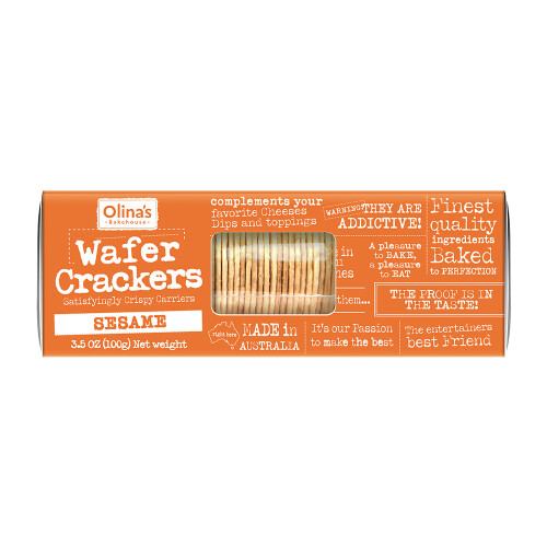 Olina's Bakehouse Wafer Crackers Sesame 100g (Pack of 12) on OnBuy