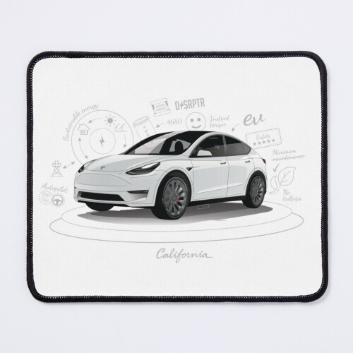 Mouse Pad Tesla Model Y Original Fan Art serial number: TMY001WHIW 11.8 ...