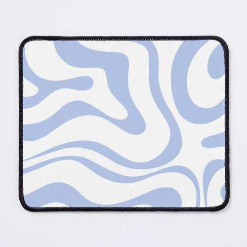 Mouse Pad Modern Liquid Swirl Abstract Square in White and Light Blue ...