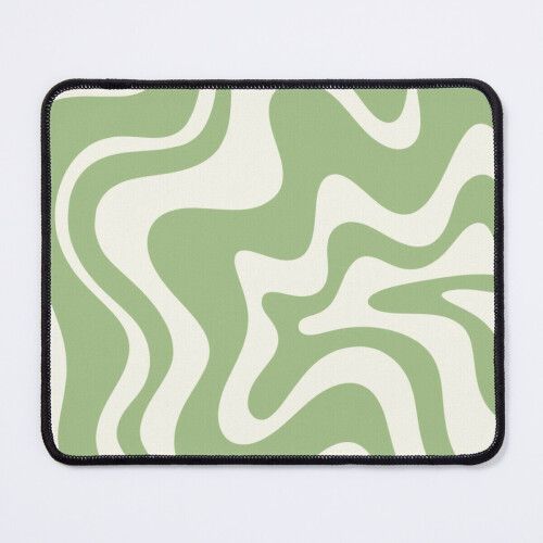 Mouse Pad Retro Liquid Swirl Abstract Pattern in Light Sage Green and ...