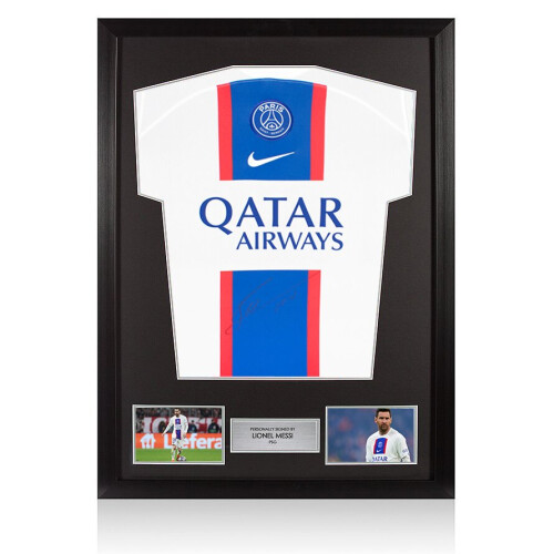 Framed Lionel Messi Signed PSG Shirt: Third, 2022-23 on OnBuy