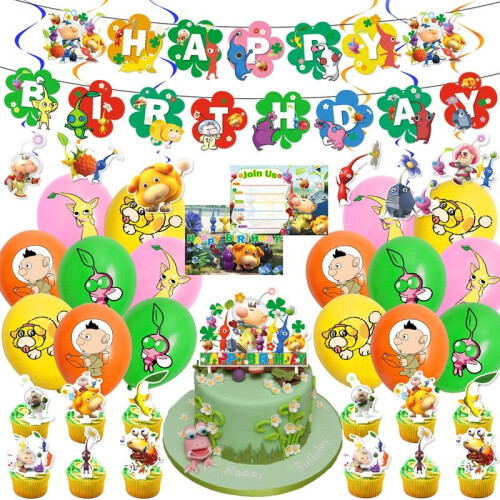 Pikmin Birthday Themed Party Supplies Decoration Set Balloons Banner ...