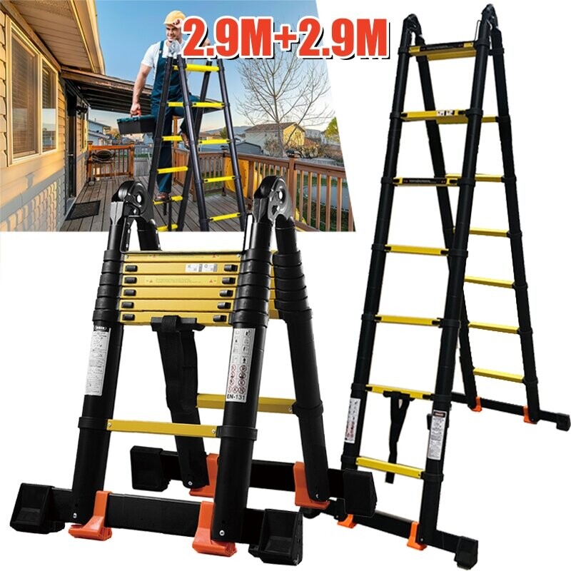 Multi-Purpose 5.8m Telescopic Ladder Extendable A-Frame Ladder on OnBuy