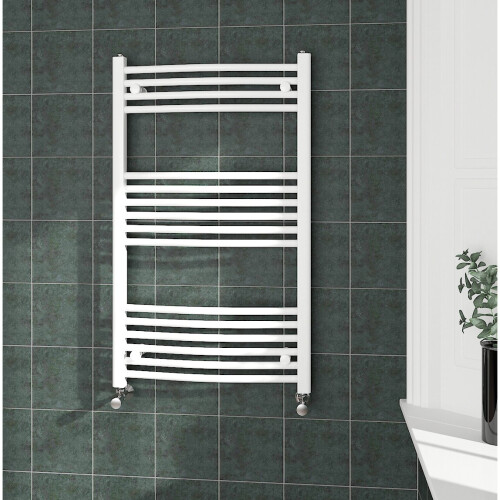 (1000x600mm, White) NRG Curved Central Heating Towel Rail Bathroom ...