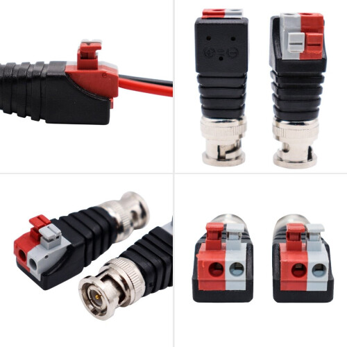 BNC Video Baluns Adapter BNC Male Connector BNC Male Plug to 2 Pin ...