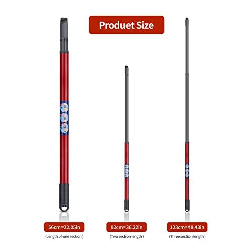 Spin Mop Replacement Handle - CRTHL 3-Section 22-to-48 Foot Mop ...