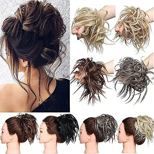 Messy Hair Bun Chignons Synthetic Hair Extensions Wavy Donut Updo ...