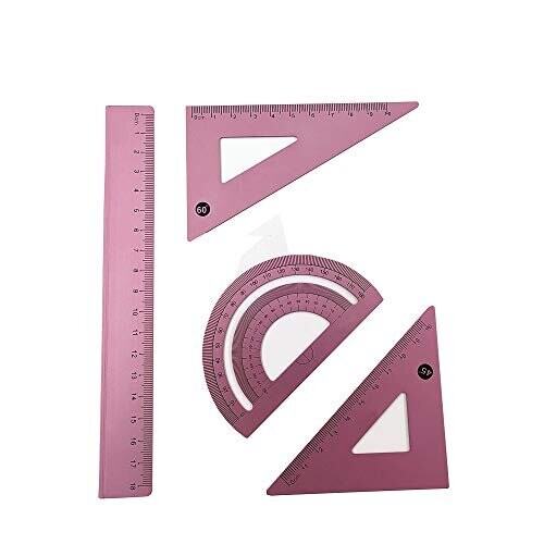 Aluminum Alloy Ruler Set Stainless Steel Scale Ruler Math Geometry Tool ...