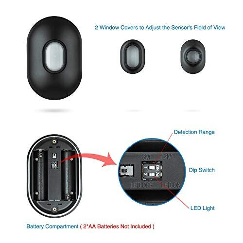 DW9 Driveway Alarm Wireless Weatherproof Outdoor PIR Motion Detector Indoor Chime Receiver DIY ...