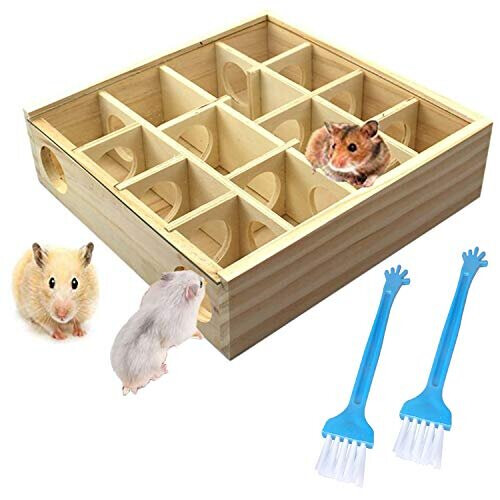 Wooden Maze Tunnel Toy Labyrinth Dwarf with Cover, Small Pet Animals ...