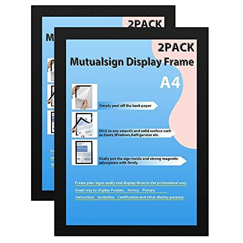 A4 Magnetic Frames，2PCS A4 Self Adhesive Frame, Window/Wall Display ...