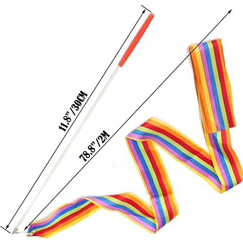 12 Pack Dance Ribbons Gymnastic Ribbon for Kids Dancing Streamers ...