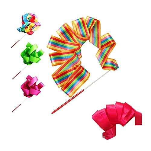 12 Pack Dance Ribbons Gymnastic Ribbon for Kids Dancing Streamers ...