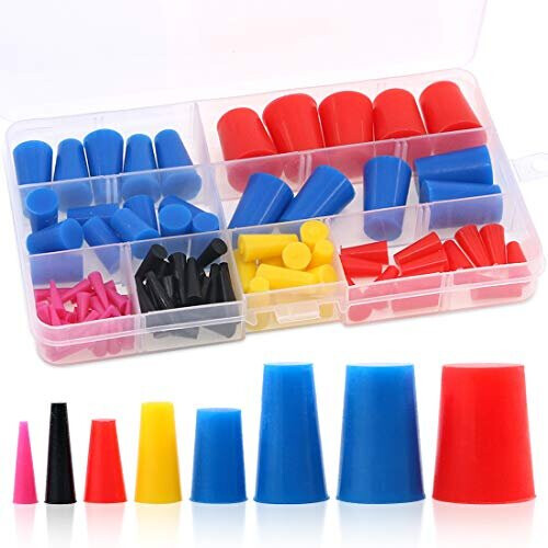 100Pcs Silicone Rubber Tapered Plug Assortment Kit for Masking Off ...