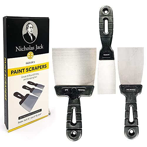 Paint Scraper Tool Set – Pack of 3 Wallpaper Scraper and Putty Knife ...