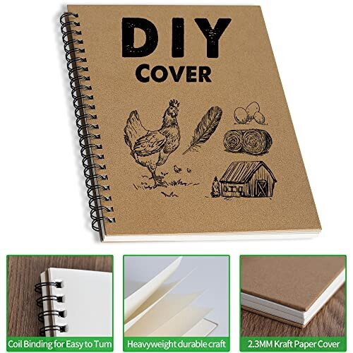 A4 Portrait Sketchbook, Spiral Bound Sketch Pad, 60 Pages/30 Sheets Recycled Hard Cover ...