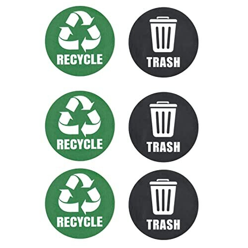6PCS Recycle Sticker Self-Adhesive Waterproof Recycle & Trash Bin Logo ...