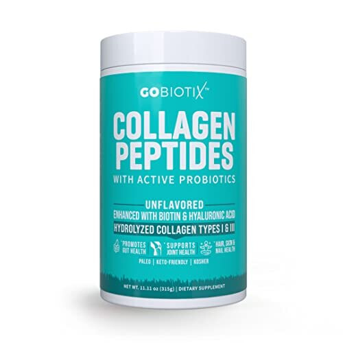 Collagen Peptides Powder + Active Probiotics - Non-GMO Verified Organic ...