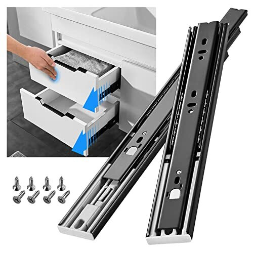 Push to Open Drawer Runners Cabinet Drawer Slides Heavy Duty 45 kg Load ...