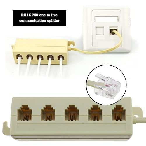 2PCS Five Way Telephone Splitter RJ11 6P4C Male to 5 Female Outlet ...