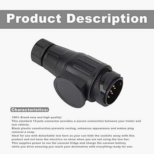 13 Pin Electric Trailer Plug 12V Trailer Adapter Round 13 Pole Wiring ...