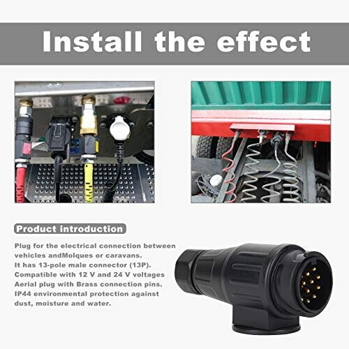 13 Pin Electric Trailer Plug 12V Trailer Adapter Round 13 Pole Wiring ...