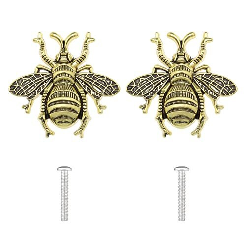 2PCS Drawer Knobs Bee Pull Handles with Screws for Cabinet Wardrobe Kitchen Cabinet Cupboard ...