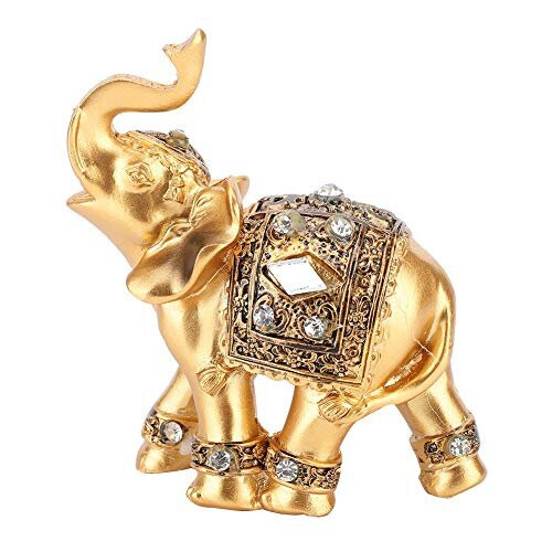 Lucky Feng Shui Elephant Statue, Golden Wealth Collectible Figurine ...