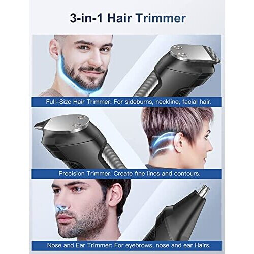 Beard Trimmer Hair Clippers Men Nose Ear Trimmer 9 in 1 Body Groomer Men Kit Cordless Rechargeable Hair Clippers with 7 Limit Combs Stainless