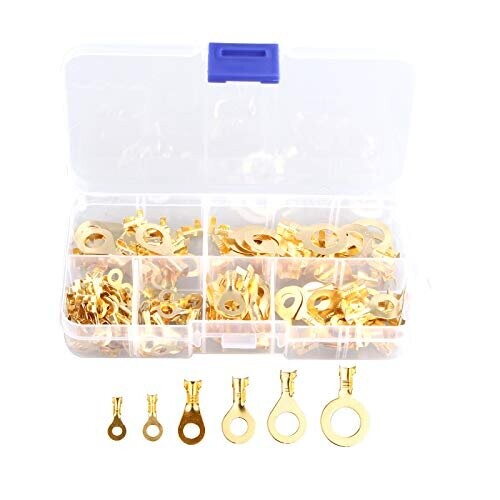 150PCS Assorted Brass Ring Cable Lugs Ring Eyes Copper Crimp Cable ...