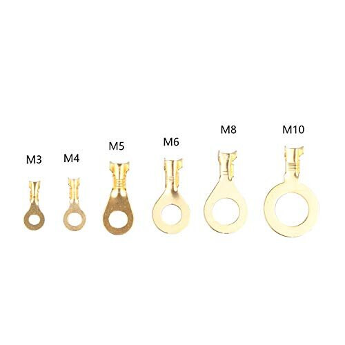 150PCS Assorted Brass Ring Cable Lugs Ring Eyes Copper Crimp Cable ...