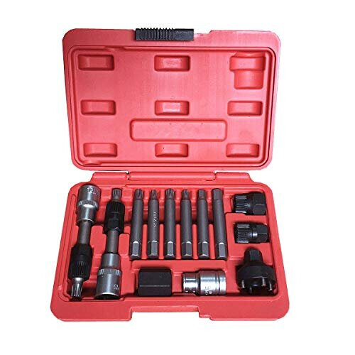13PC Alternator Freewheel Pulley Removal Socket Bit Set Garage Service ...