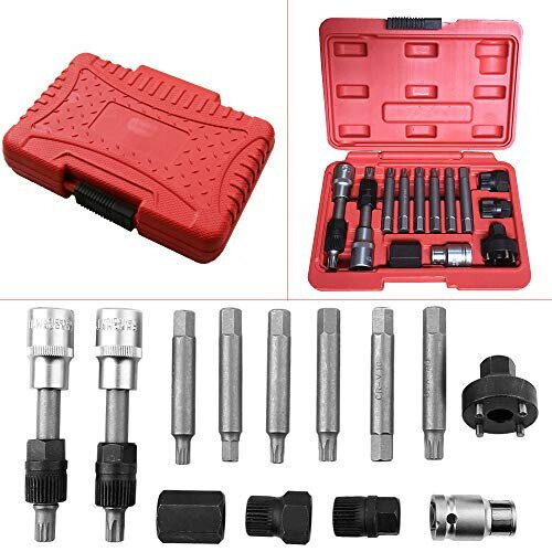 13PC Alternator Freewheel Pulley Removal Socket Bit Set Garage Service Tool Kit on OnBuy