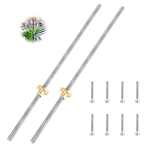 T8 Stainless Steel Threaded Screw Rod with Nut 2Pcs 300mm 8mm T8 ...